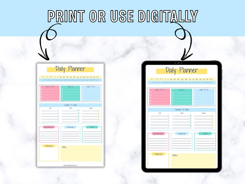 Daily Planner Pages Template, Colorful Daily Planner Printable ...
