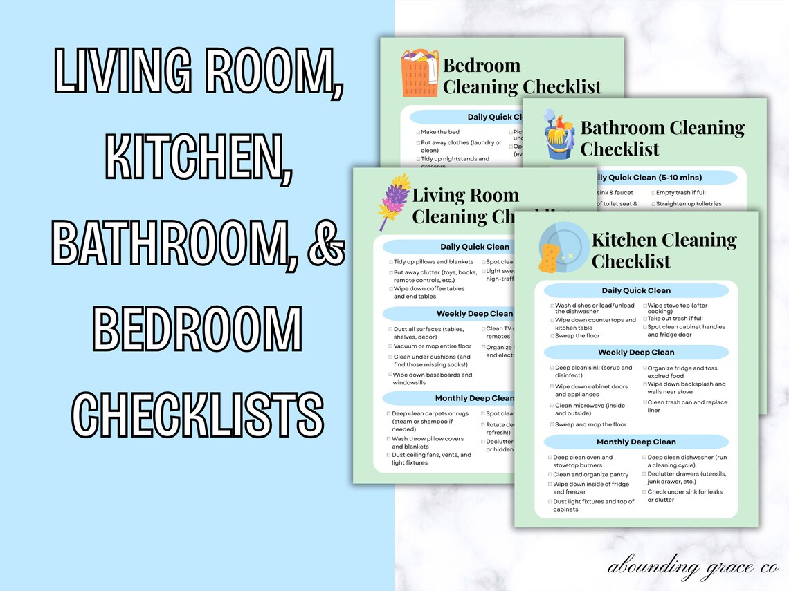 Spring Cleaning Checklist Bundle Printable, Cleaning Checklist, Home ...