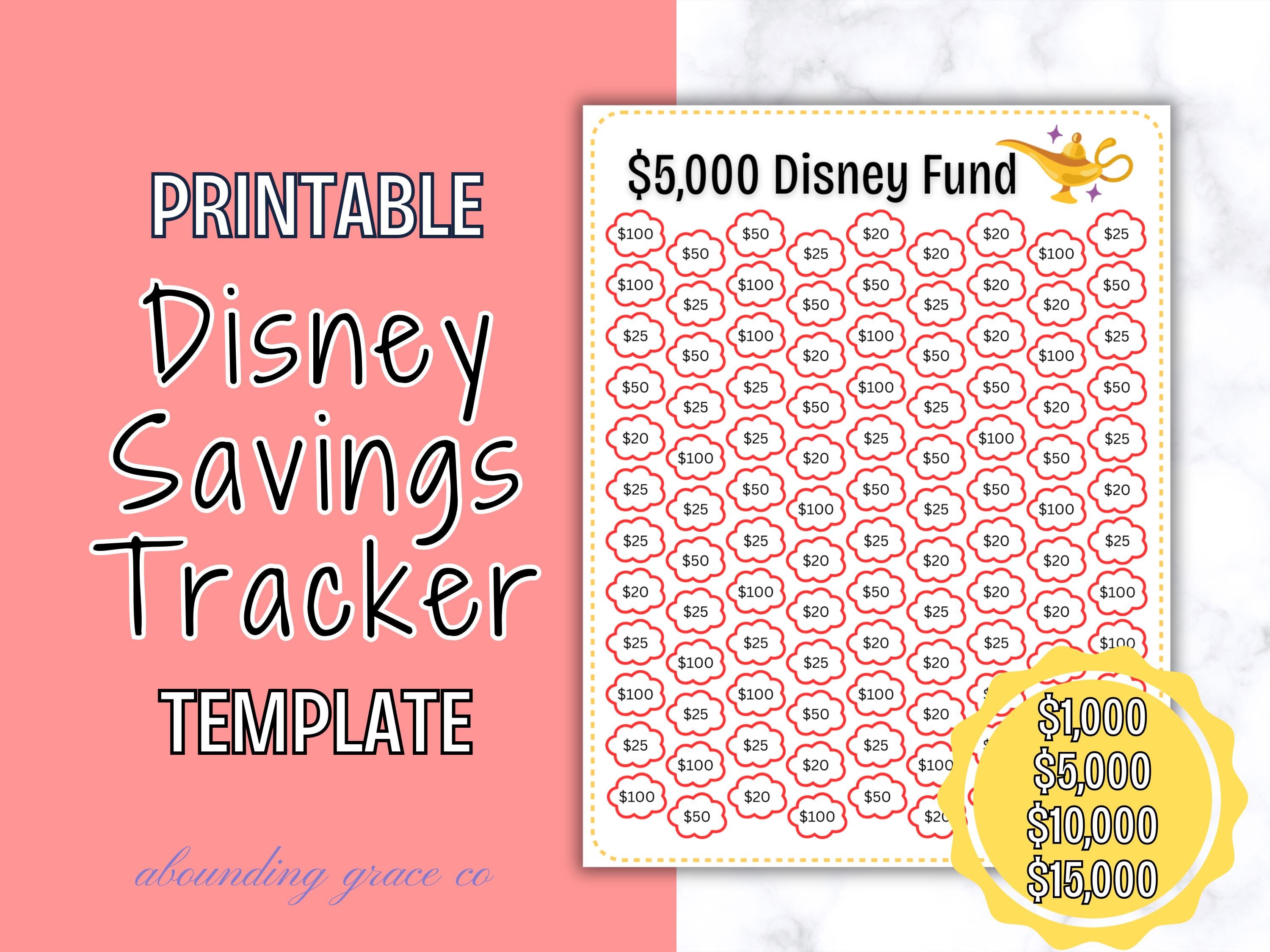 PRINTABLE Disney Savings Tracker, 1000 Saving Tracker, 5000 Saving ...