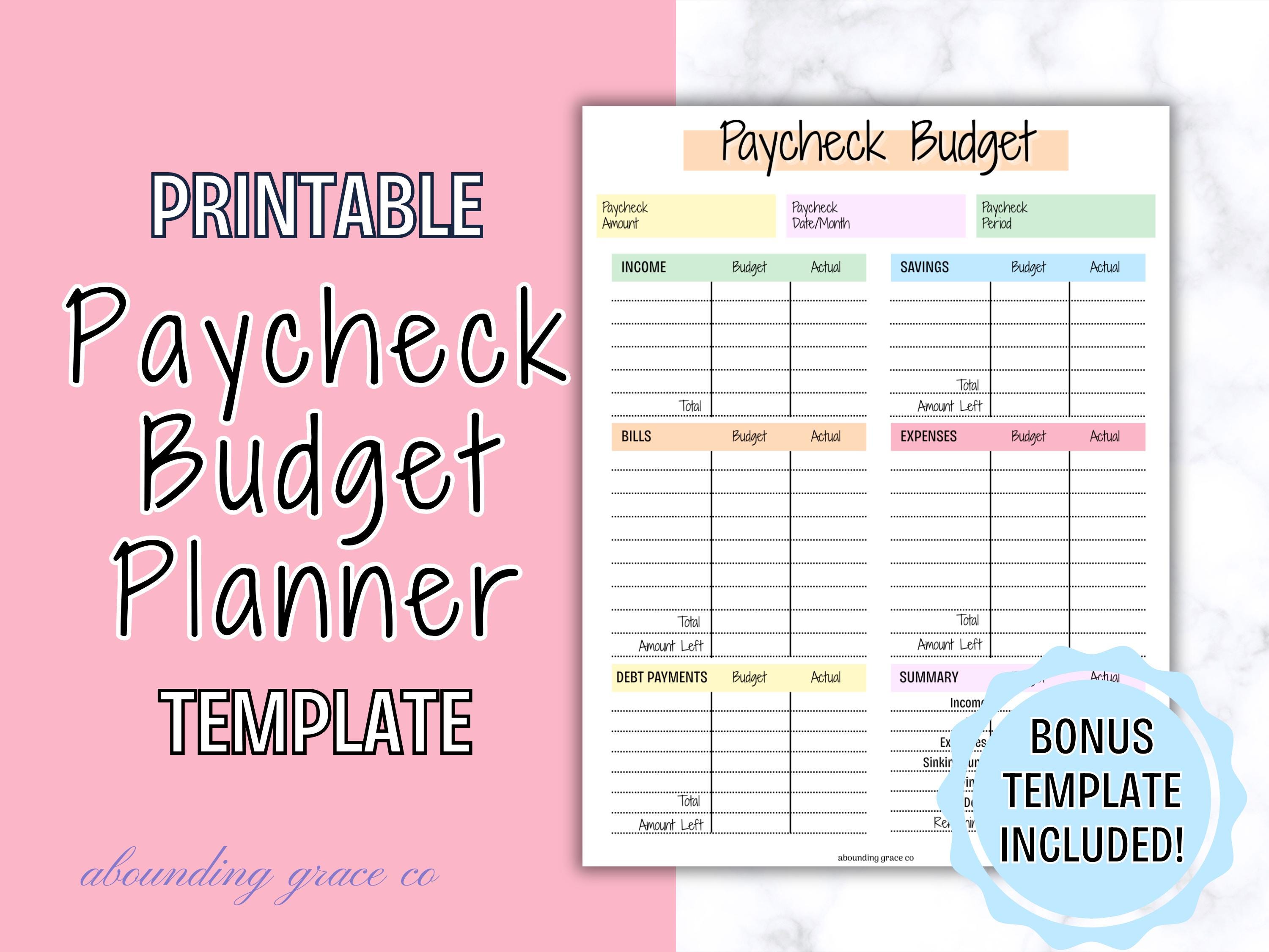 Paycheck Budget Template, Paycheck Planner Template, Paycheck Budget ...
