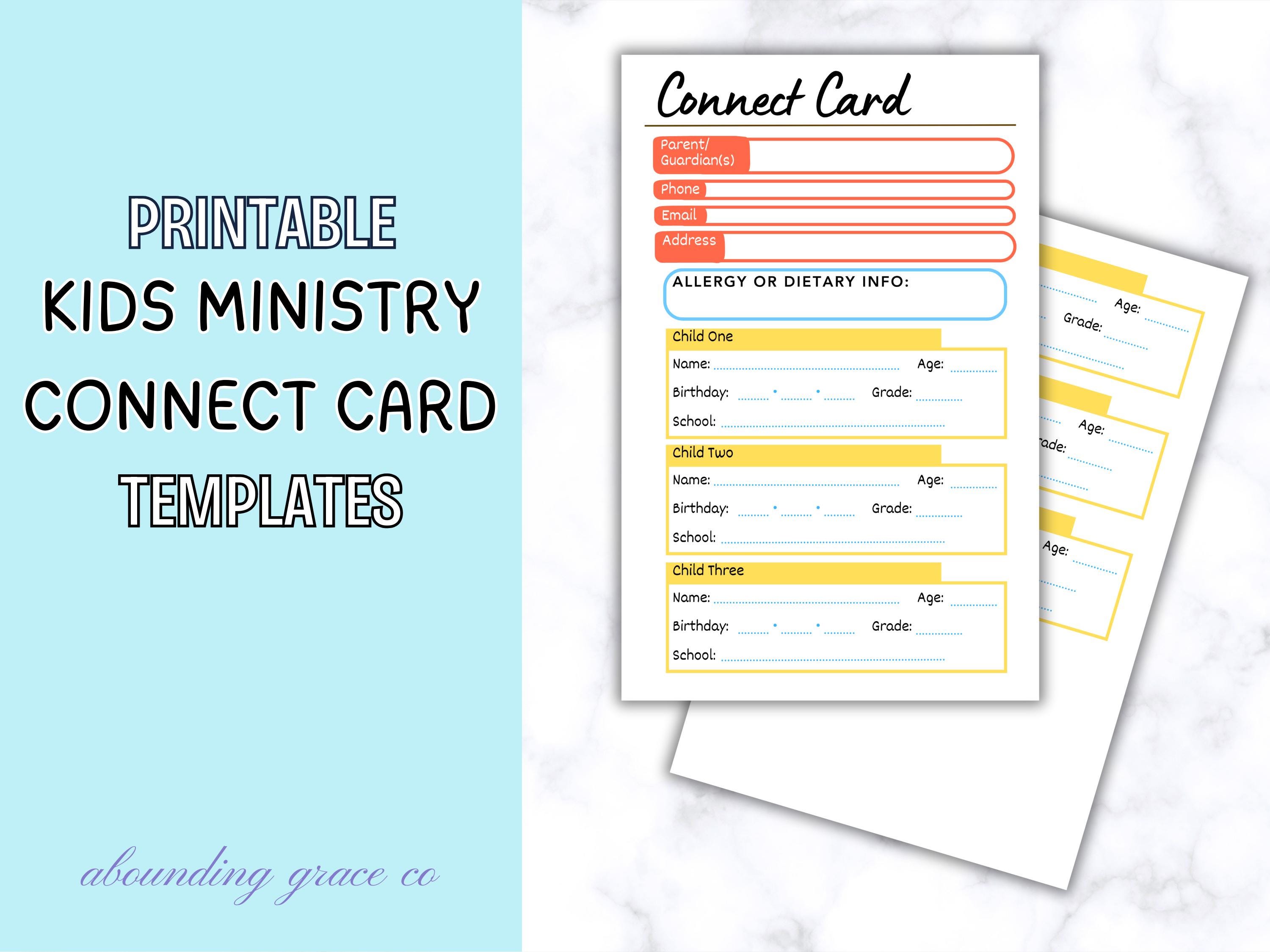 Printable Kids Ministry Connect Card for Churches, Connect Card for ...