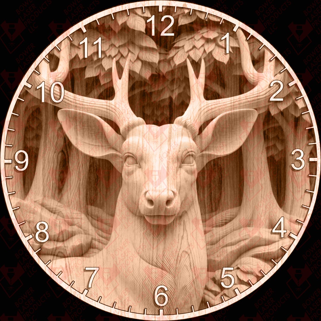 3d Illusion Clock Buck in Forest Laser File - Etsy