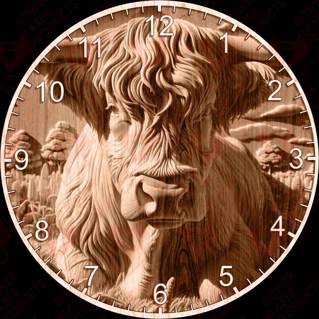 3d Illusion Clock Face Highland Cow Laser File - Etsy