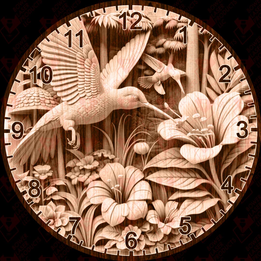 3d Illusion Hummingbird Clock Face Laser File - Etsy