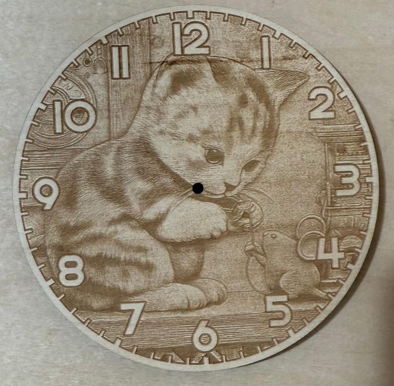 Kitten and Toy Mouse Clock Digital Laser File - Etsy