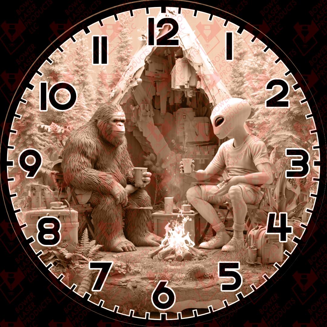 3d Bigfoot and Alien Coffee Clock Digital Laser File - Etsy