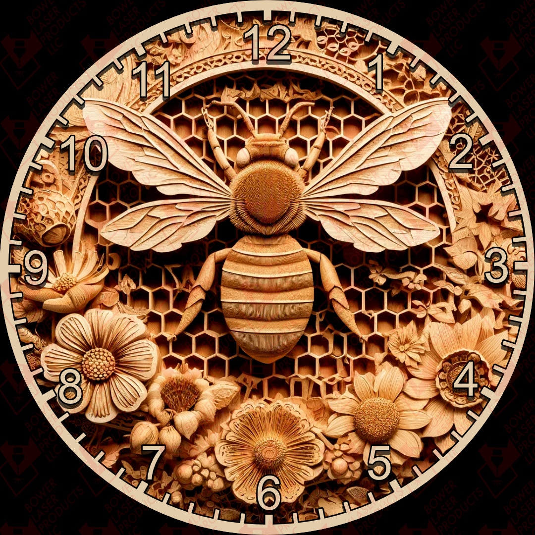3d Illusion Clock Face Bee in Hive Digital Laser File - Etsy