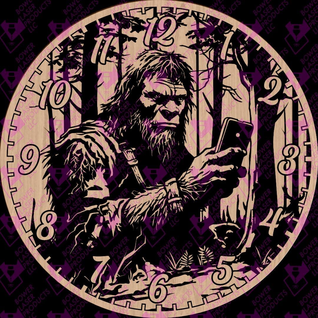 Vector Sasquatch on Smartphone Clock Digital Laser File - Etsy