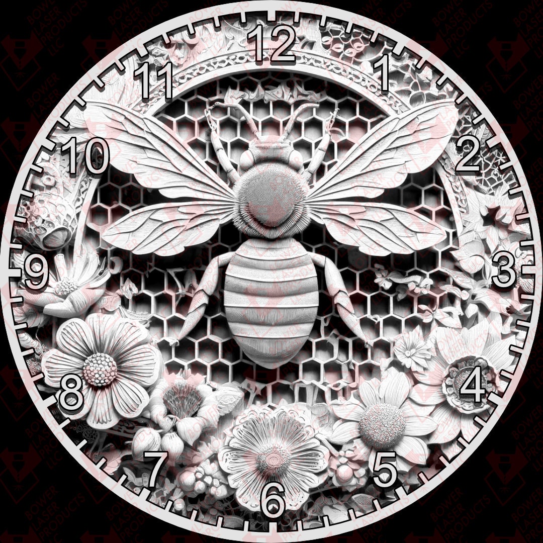 3d Illusion Clock Face Bee in Hive Digital Laser File - Etsy