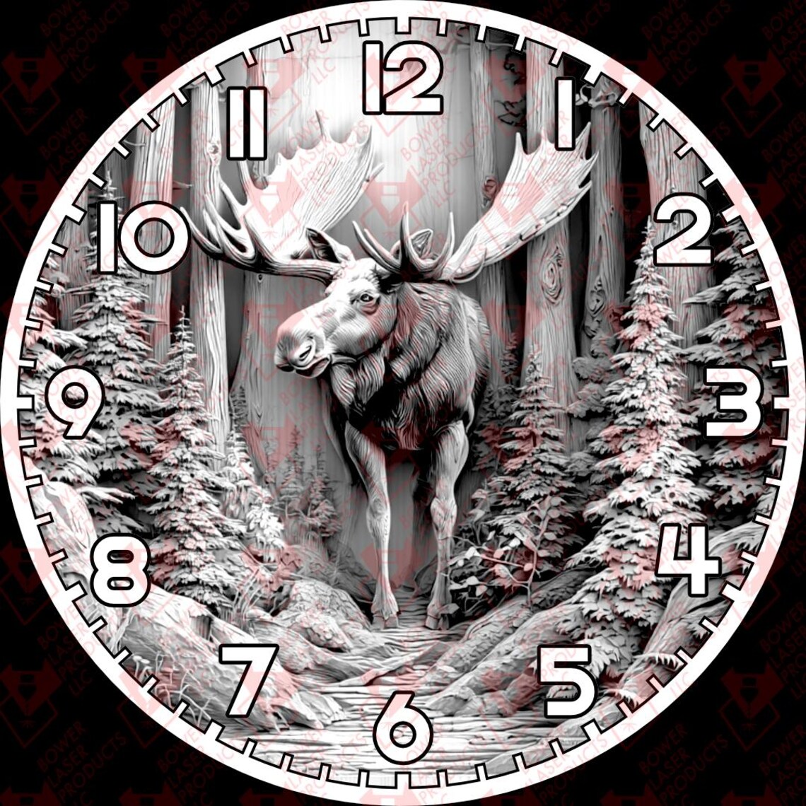 3d Illusion Moose Clock Digital Laser File - Etsy