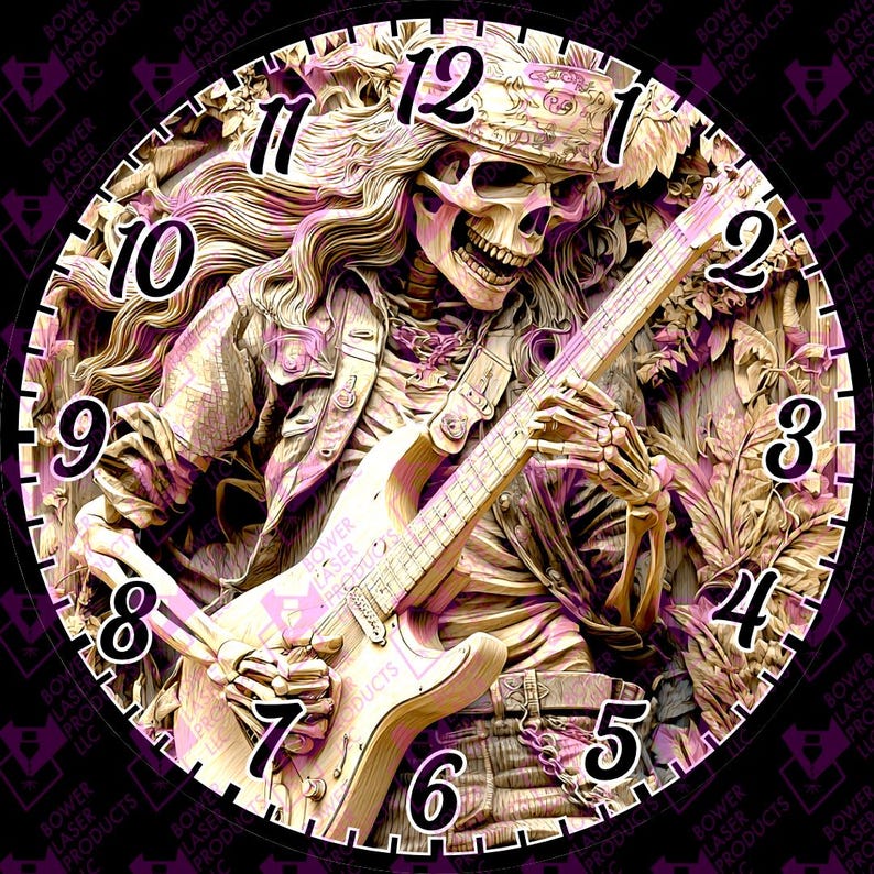 3d Illusion Skeleton Rock Clock Digital Laser File - Etsy