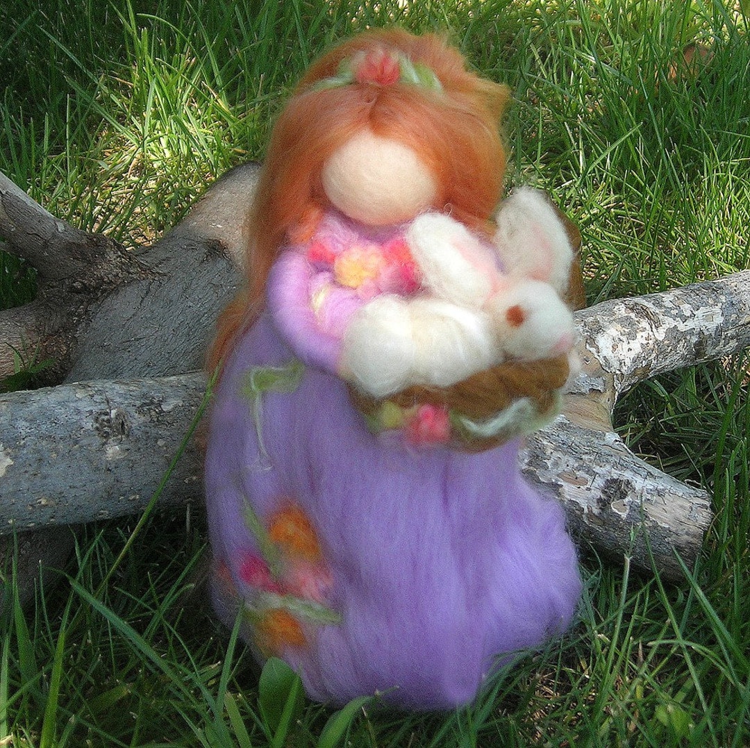 Needle Felted Easter Maiden With Bunny Waldorf Inspired Wool Fairy by ...
