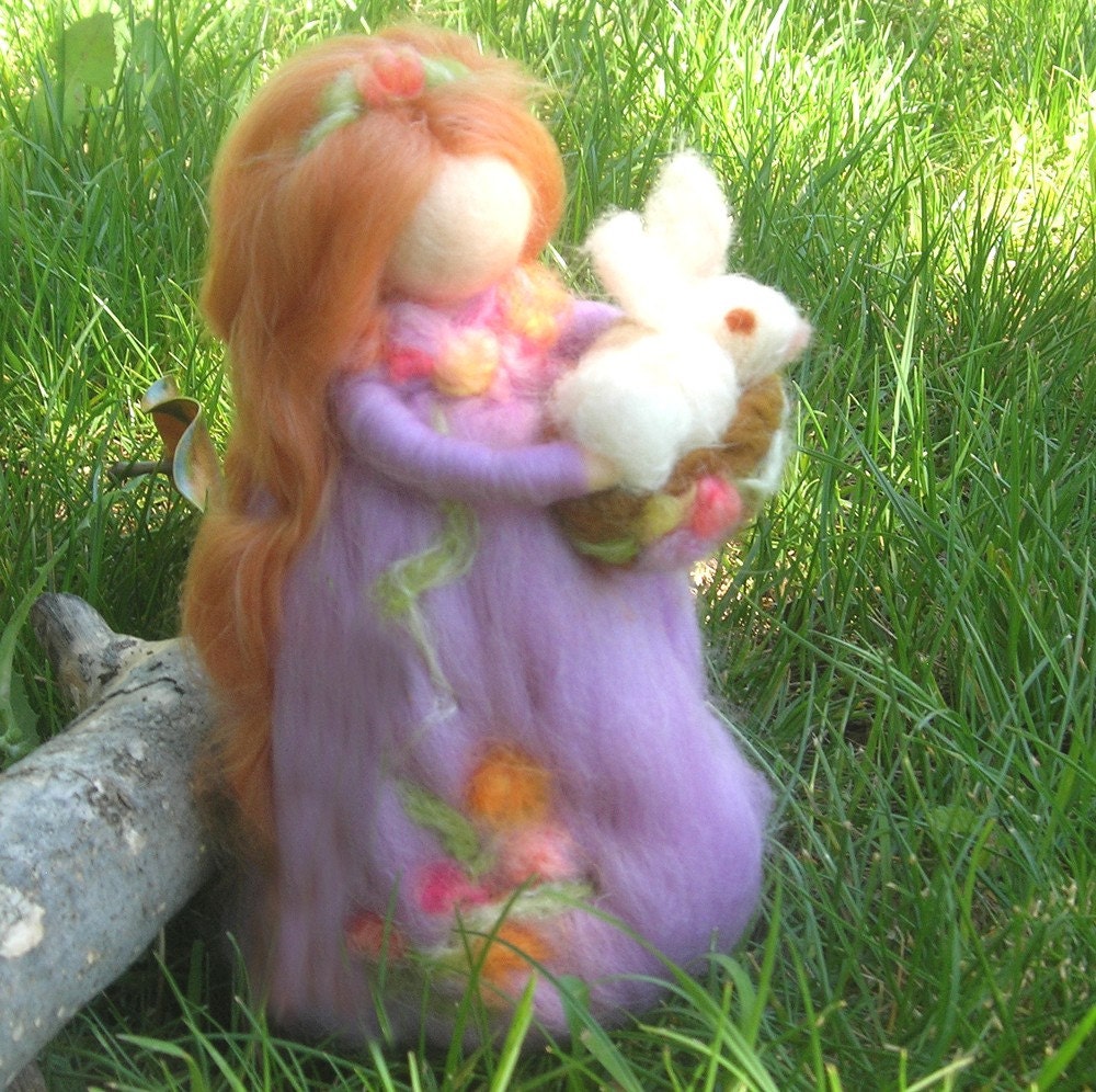 Needle Felted Easter Maiden With Bunny Waldorf Inspired Wool Fairy by ...