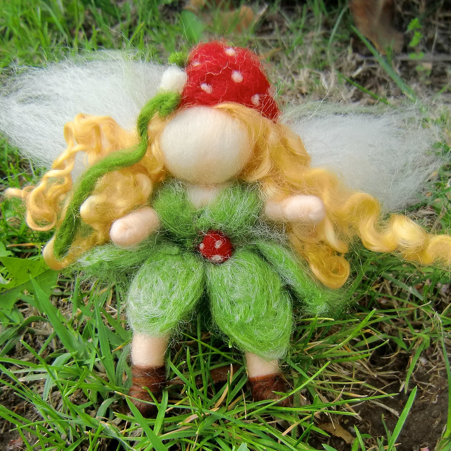Needle Felted Wool Fairy -bendy Strawberry Fairy With Giant Strawberry ...