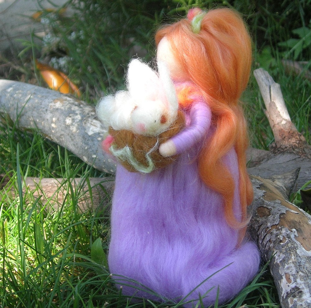 Needle Felted Easter Maiden With Bunny Waldorf Inspired Wool Fairy by ...