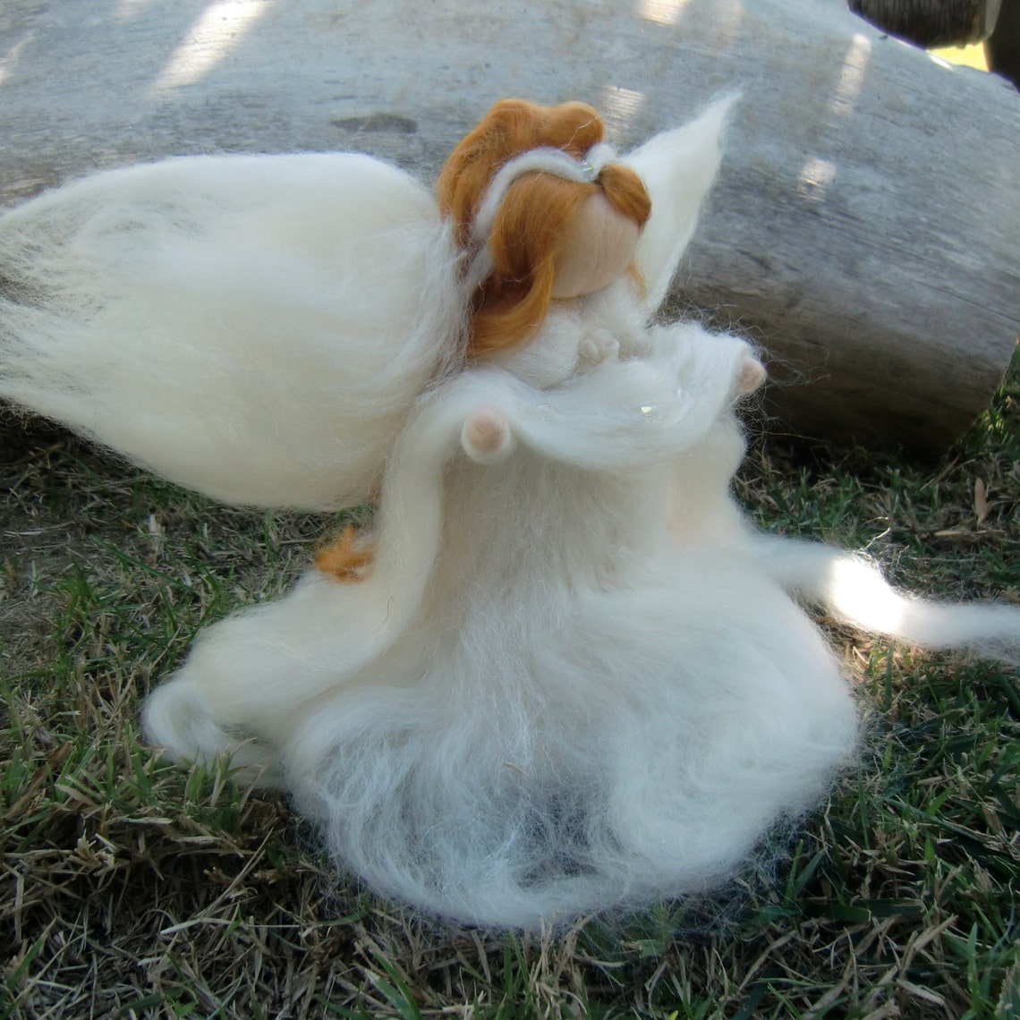 Snow Angel Fairy- Waldorf Inspired Needle Felted Angel Standing Figure ...