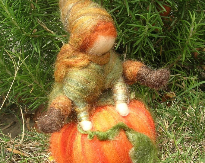 Elf and Pumpkin Leapfrog- Waldorf Inspired Needle Felted Wool Soft ...