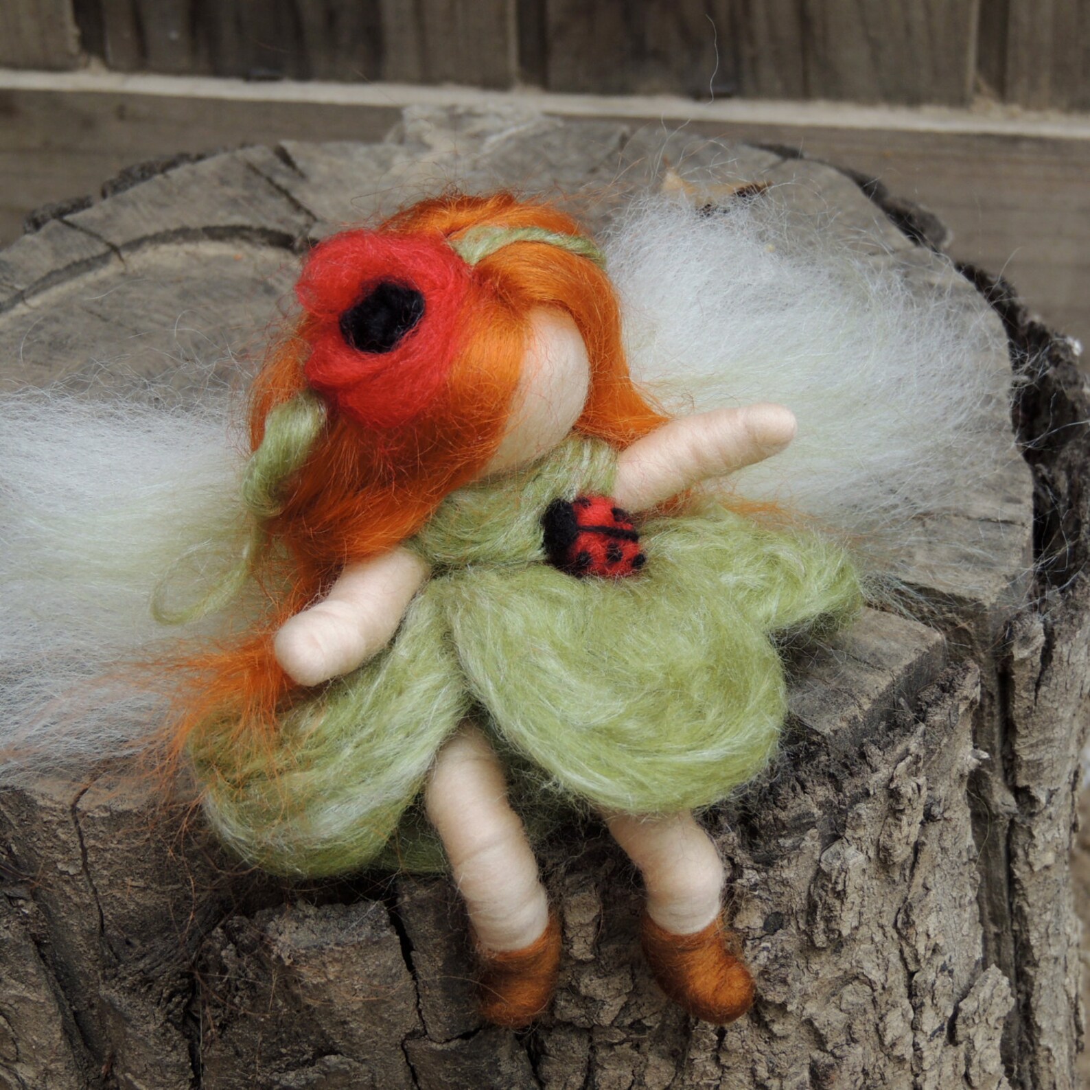 Wee Ladybug Bendy Fairy - Needle Felted Soft Sculpture - Waldorf ...