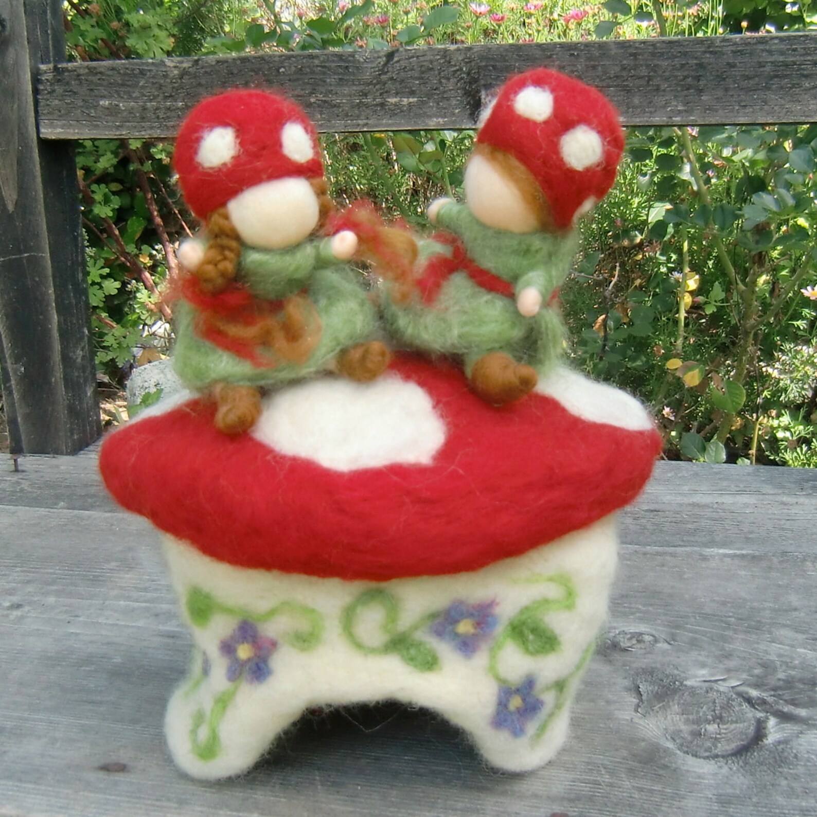 Toadstool House and Forest Children Needle Felted by Rebecca - Etsy
