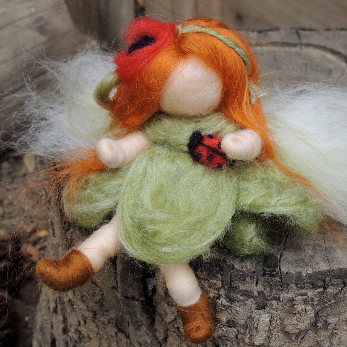 Wee Ladybug Bendy Fairy - Needle Felted Soft Sculpture - Waldorf ...