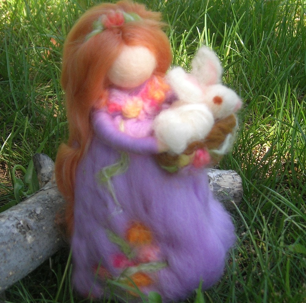 Needle Felted Easter Maiden With Bunny Waldorf Inspired Wool Fairy by ...