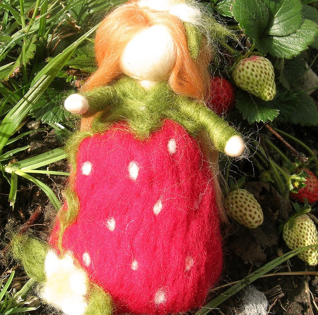 Needle Felted Wool Strawberry Garden Girl - Fairy Angel by Rebecca ...