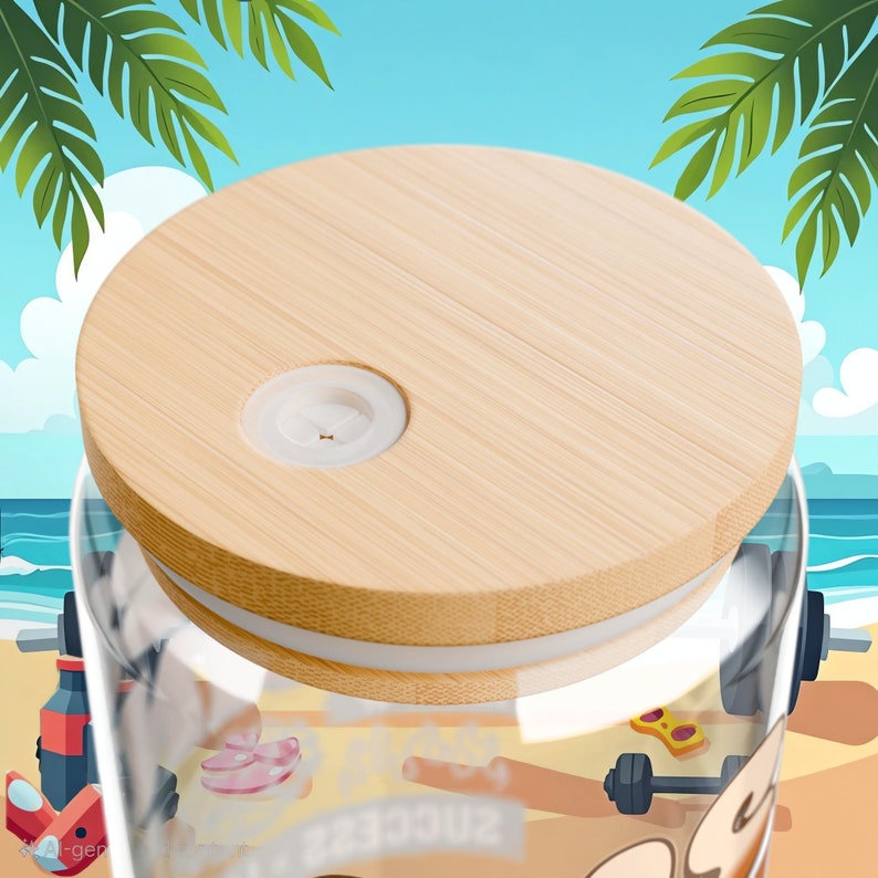 Weightlifting Coffee Sipper Glass, Rise and Grind 16oz W/ Straw ...