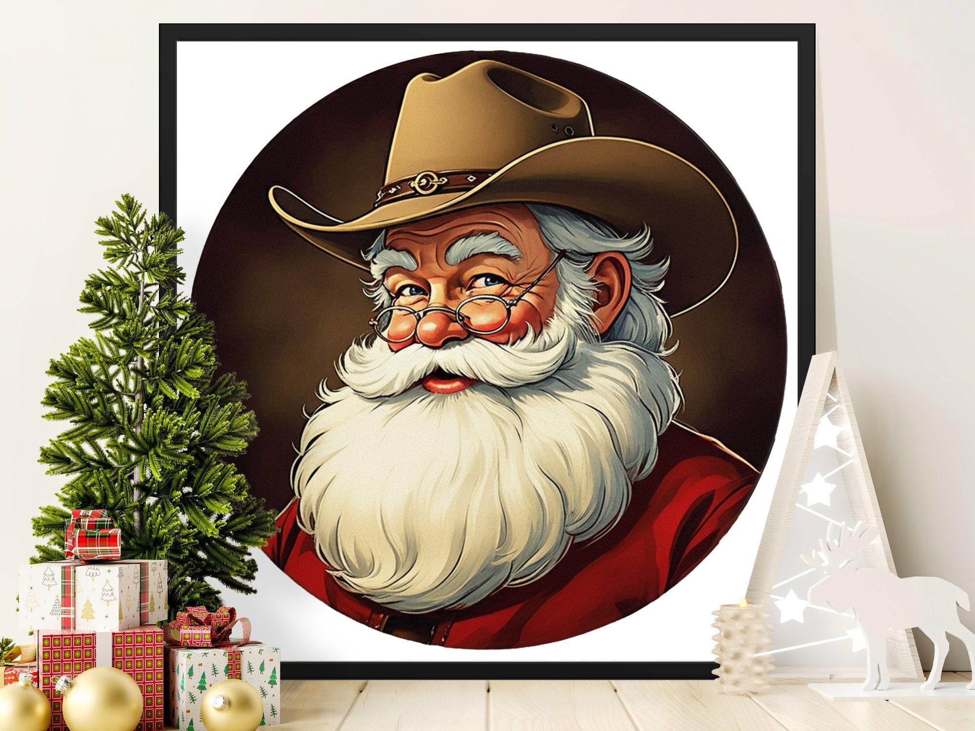 Western Santa Digital Download PNG, Cowboy Santa Art Print, 4096x4096 ...