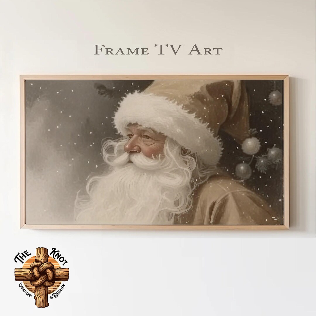 Rustic Moody Santa Claus Television Art, Vintage Santa Television ...