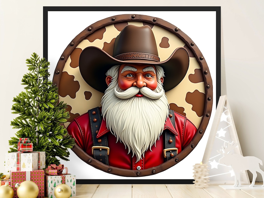 Western Santa Digital Download, Santa With Cowboy Hat PNG, 4096x4096 ...