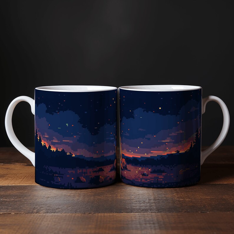 Midnight Campfire 8-bit Pixel Art 2 Ceramic 11oz, Nature Art, Nature ...
