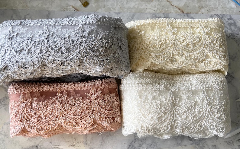 4 Inches Elegant Embroidery Lace, Embroidery Trim for Dress, Drapery ...
