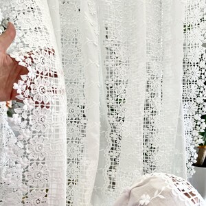 White Flower Border Lace Fabric Cotton Curtain Lace Fabric 100% Cotton ...