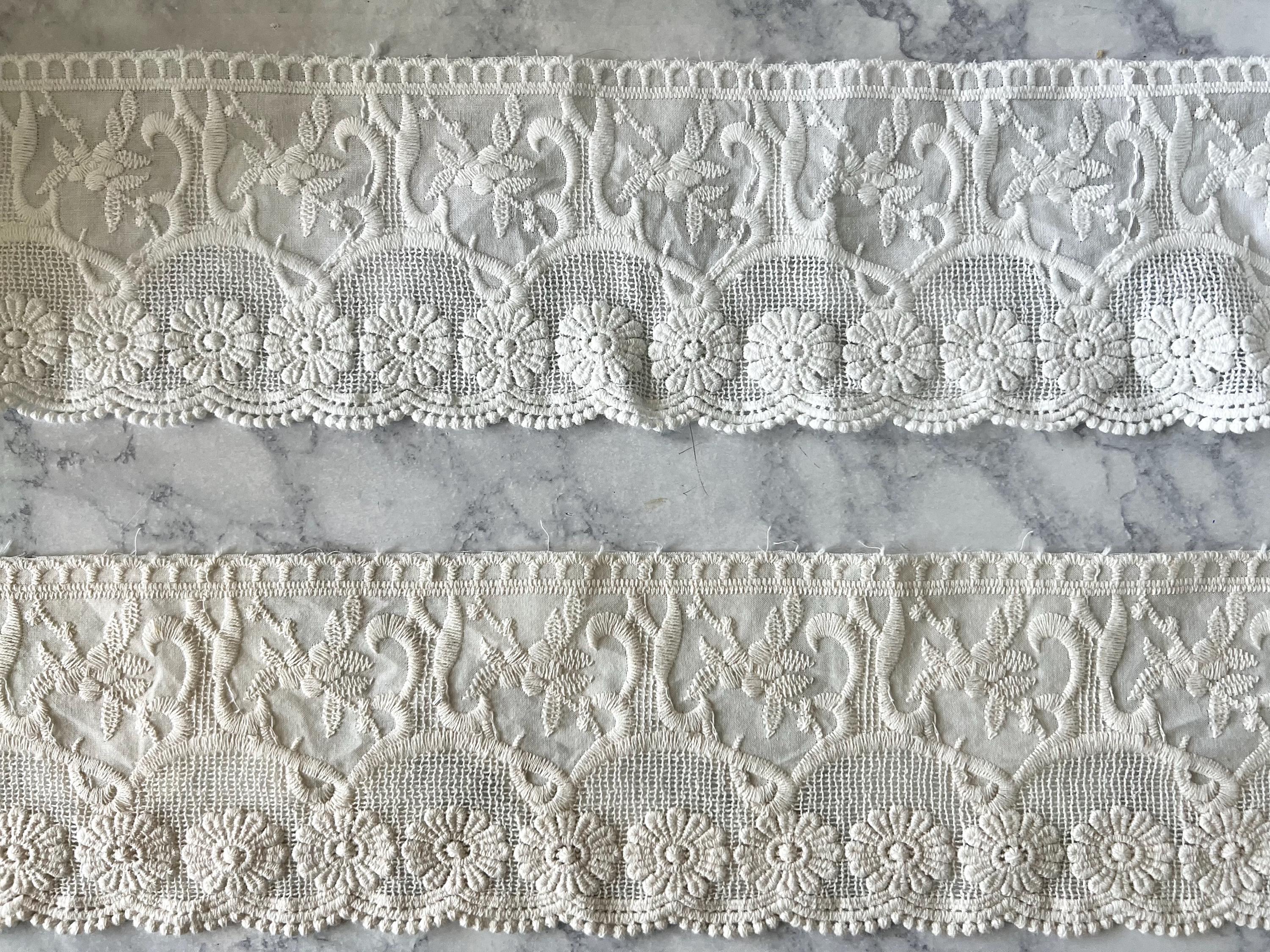 4 Inches White OR off White Border Lace 100% Cotton , Embroidery Cotton ...