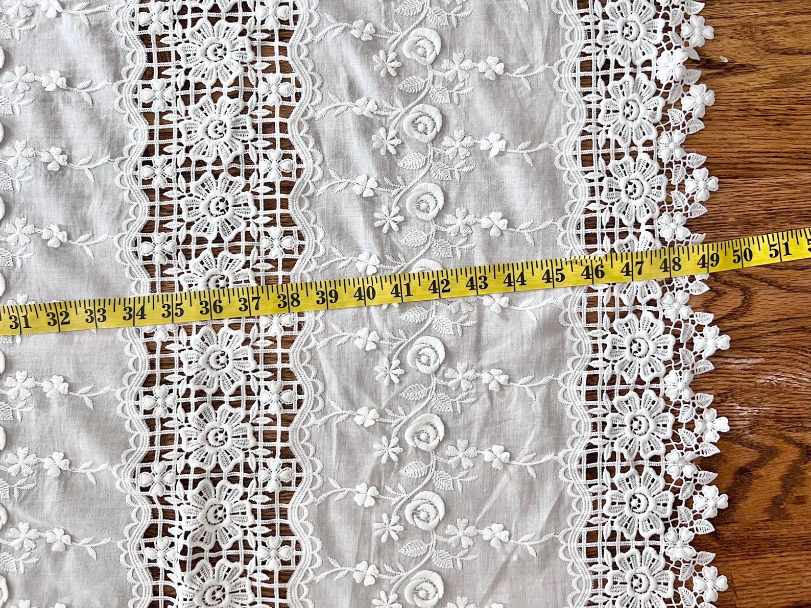 White Flower Border Lace Fabric Cotton Curtain Lace Fabric 100% Cotton ...
