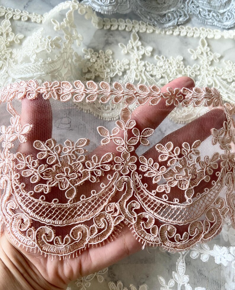4 Inches Elegant Embroidery Lace, Embroidery Trim for Dress, Drapery ...