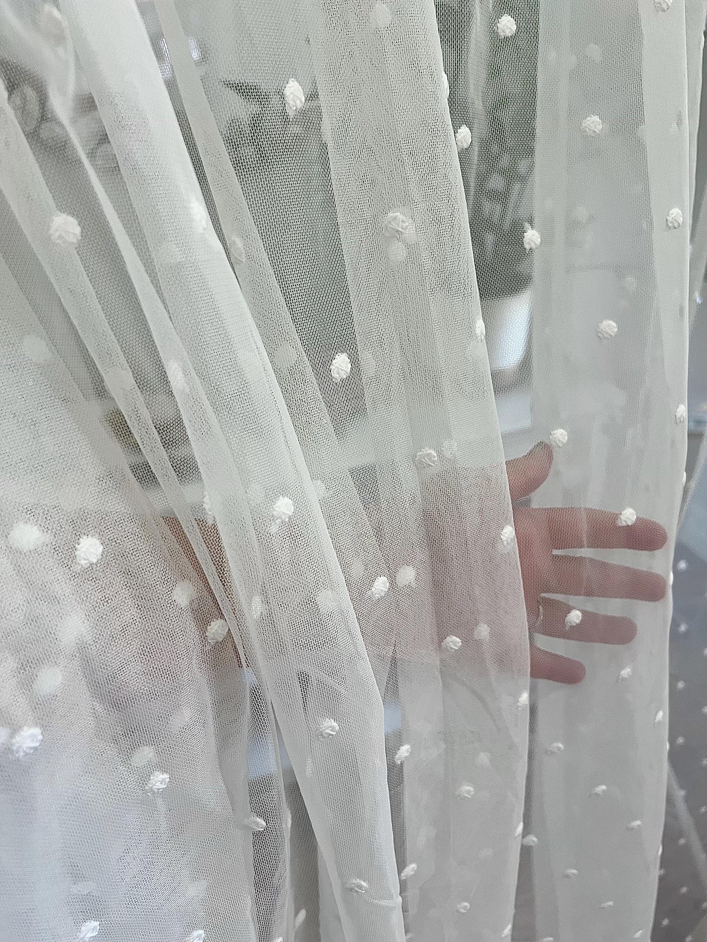 White Embroidery Dot Sheer, Embroidery Dot Sheer Tulle Fabric per Yard ...