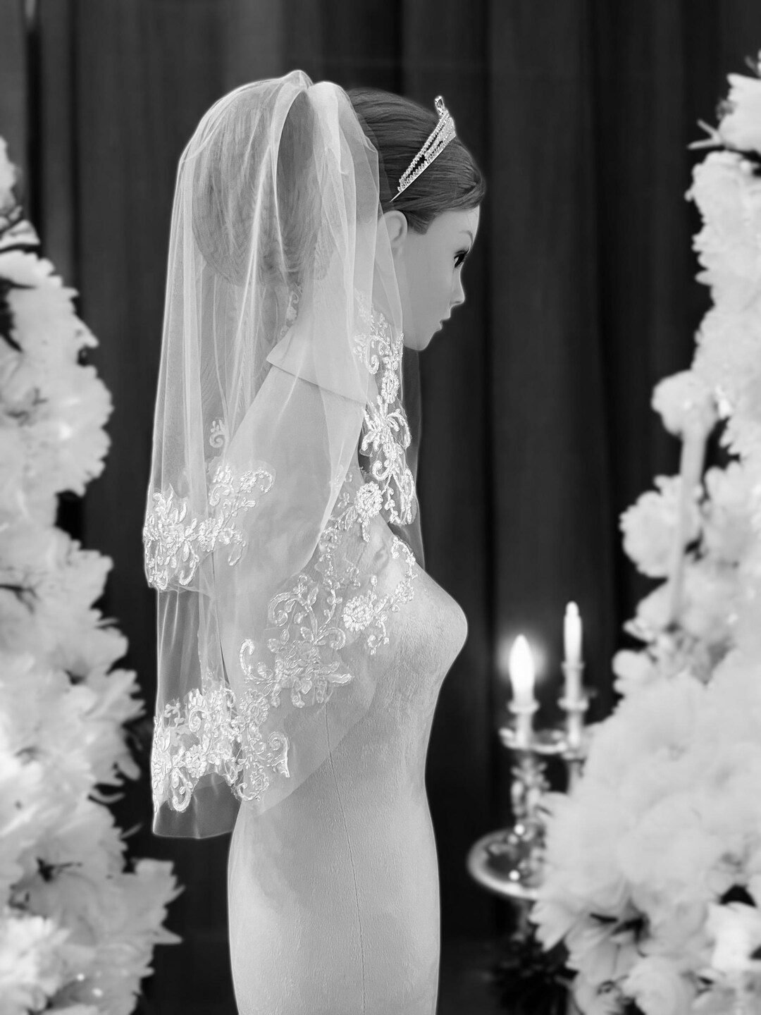 Handmade Double Layer Embroidery Lace Veil, Wedding Veil, High-quality ...