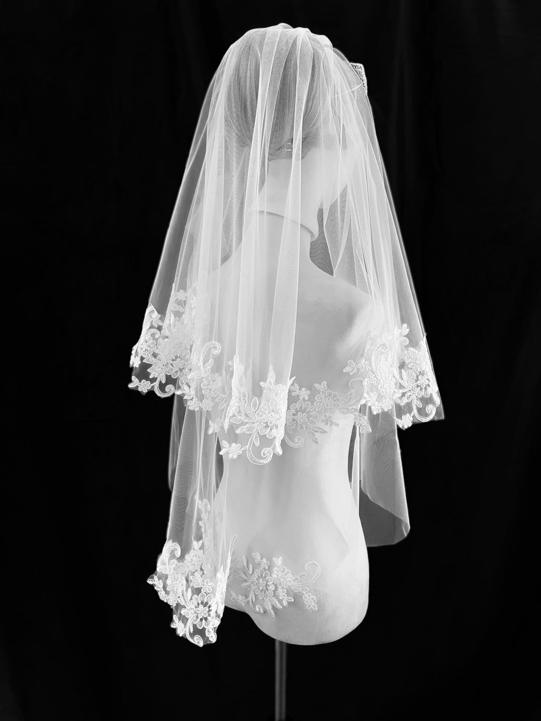 Elegant Double Layer Wedding Bridal Veils,2 Tires Veil, Wedding ...
