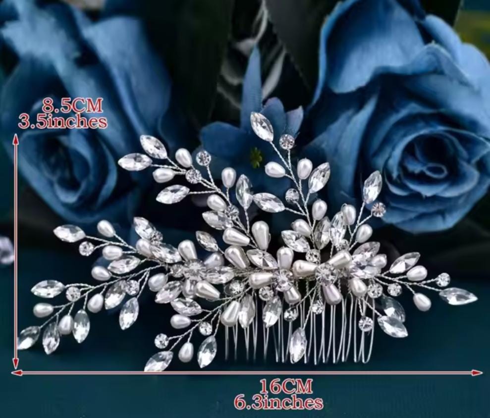 Handmade Comb Style, Crystal Bride Wedding Hair Comb Silver Rhinestone ...