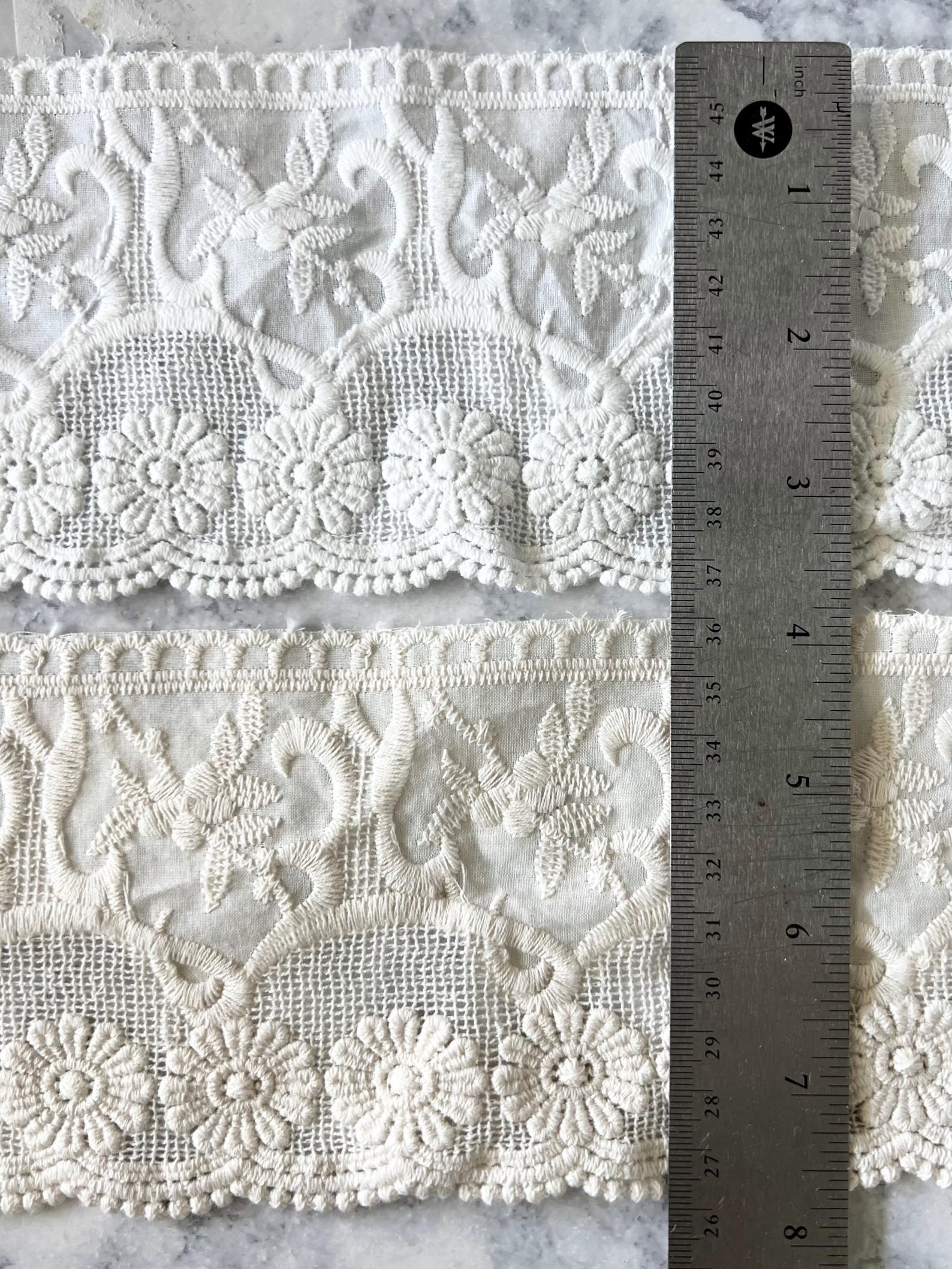 4 Inches White OR off White Border Lace 100% Cotton , Embroidery Cotton ...