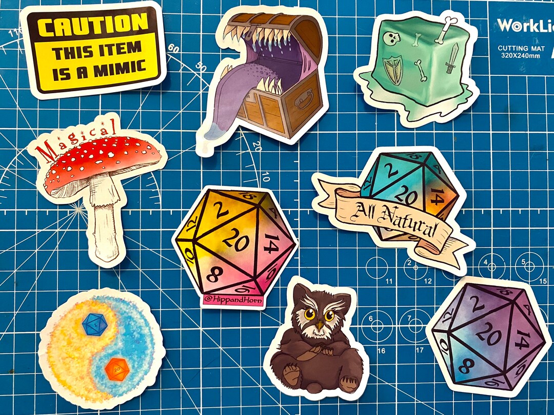 D&D Themed 9-piece Sticker Set Geek Gift Gamer DND RPG Dungeons and ...