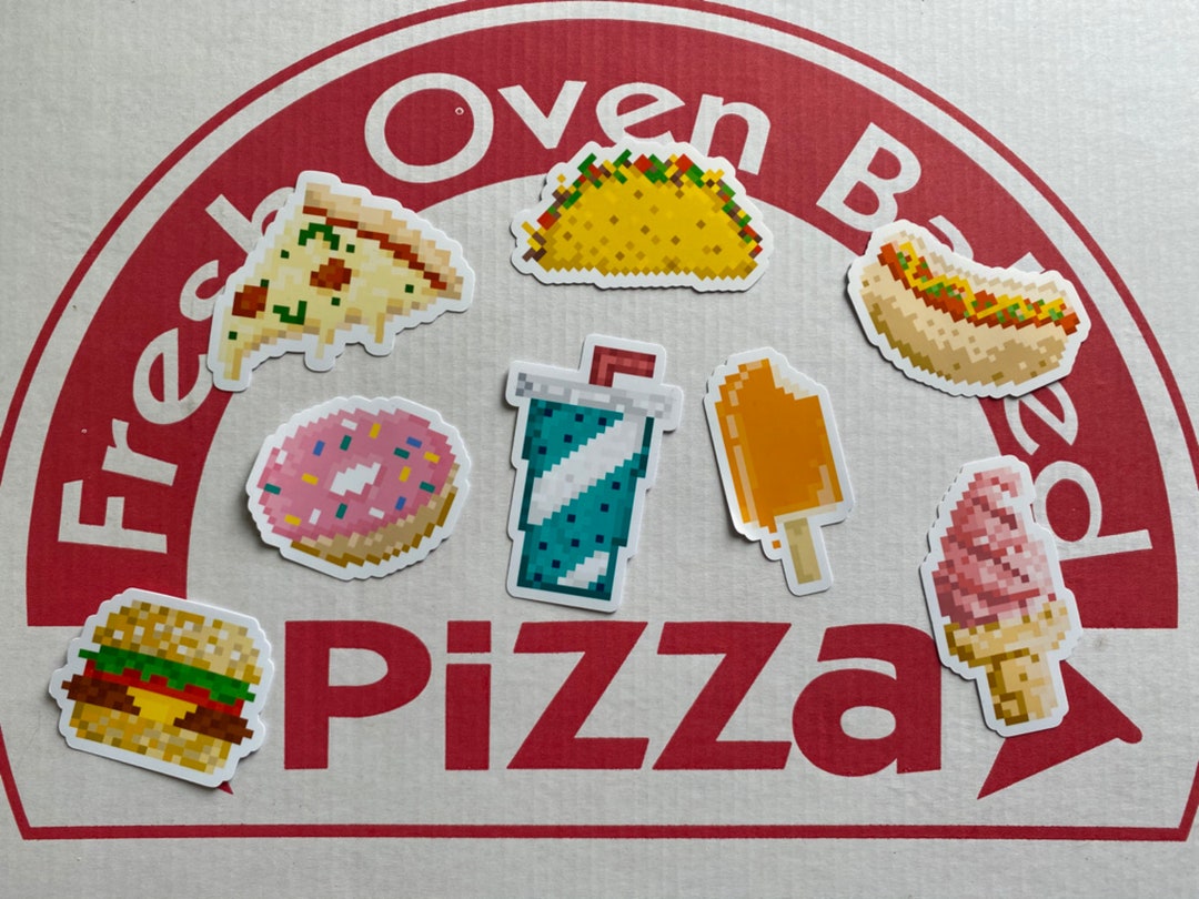 Pixel Junk Food 8-piece Glossy Vinyl Sticker Set - Etsy