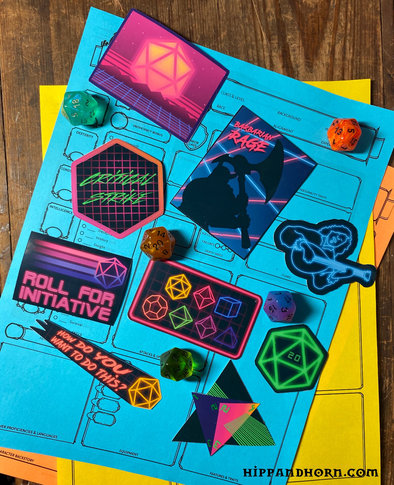 Neon 80's D&D Themed 9-piece Sticker Set Geek Gift | Etsy