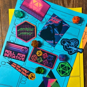 Neon 80's D&D Themed 9-piece Sticker Set | Geek Gift | Gamer | DND ...
