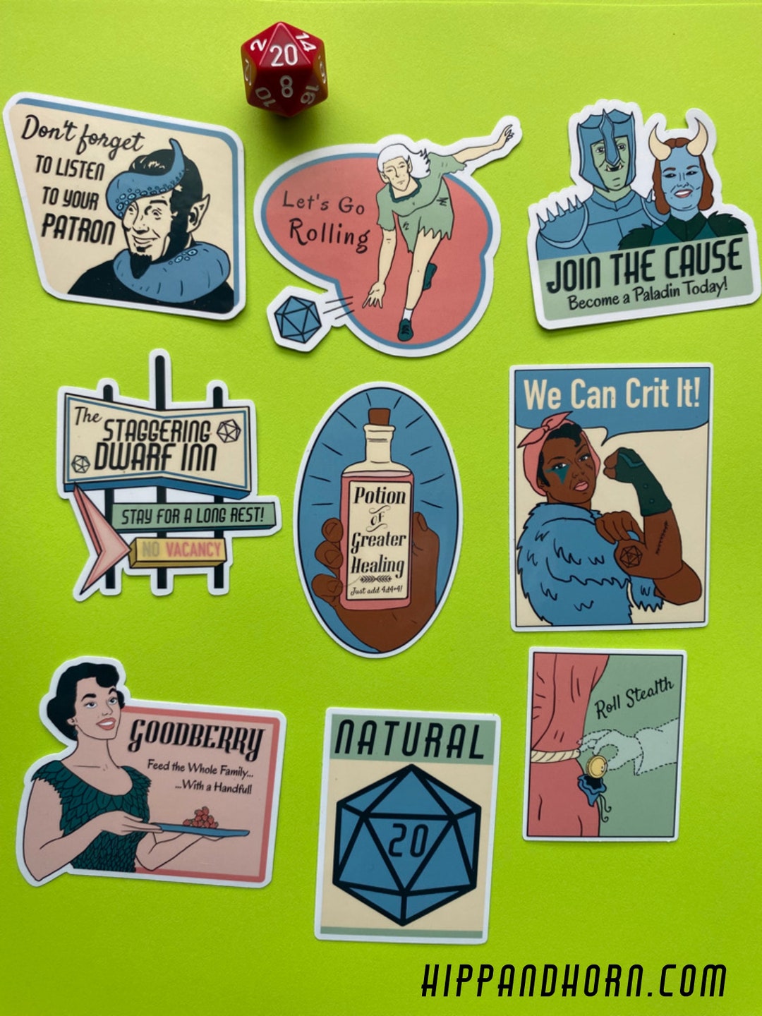 50's RETRO D&D Themed 9-piece Sticker Set | Geek Gift | Gamer | DND ...