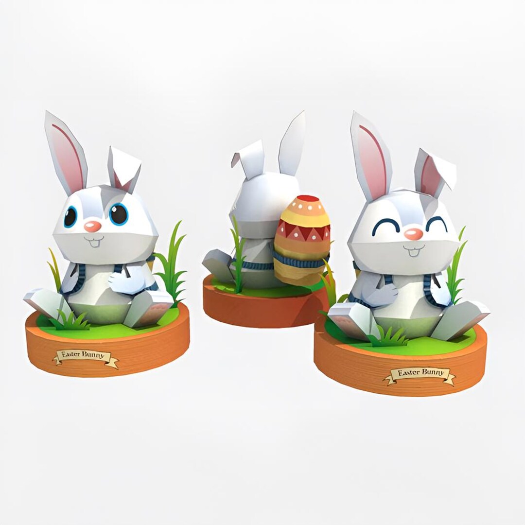 Easter Bunny Papercraft 3D DIY Low Poly Paper Crafts Easter Rabbit ...
