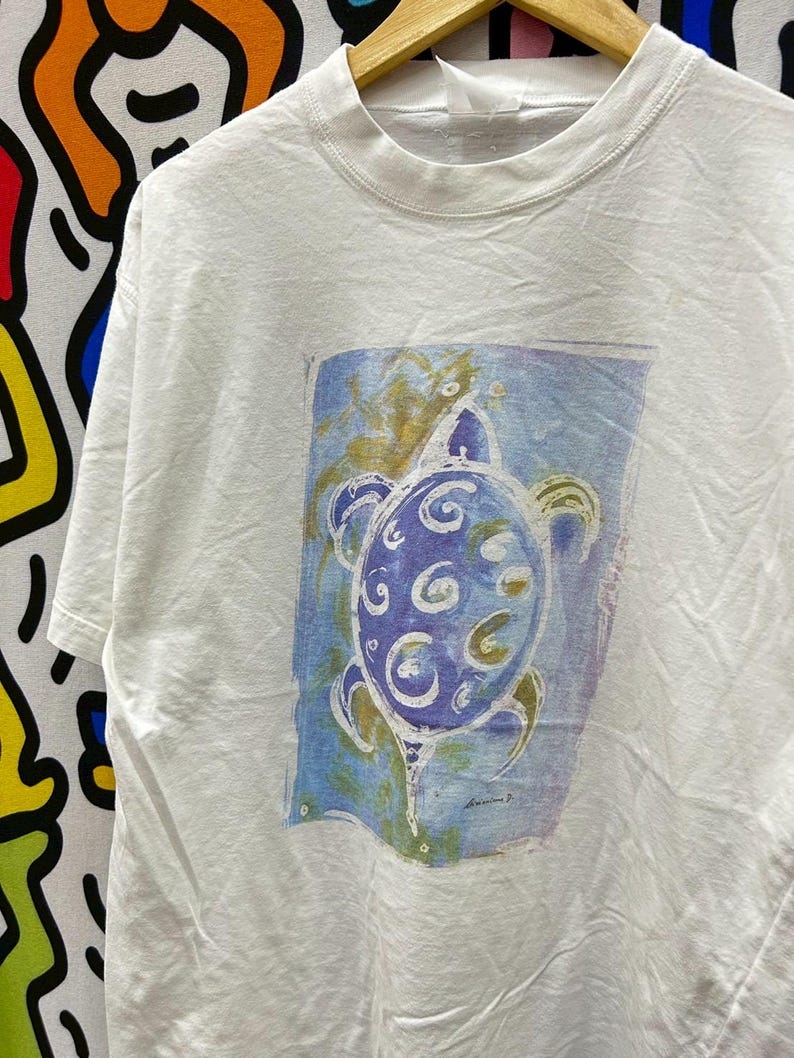 Vintage 90s Colori Del Sole Turtle Art Tshirt Size L - Etsy