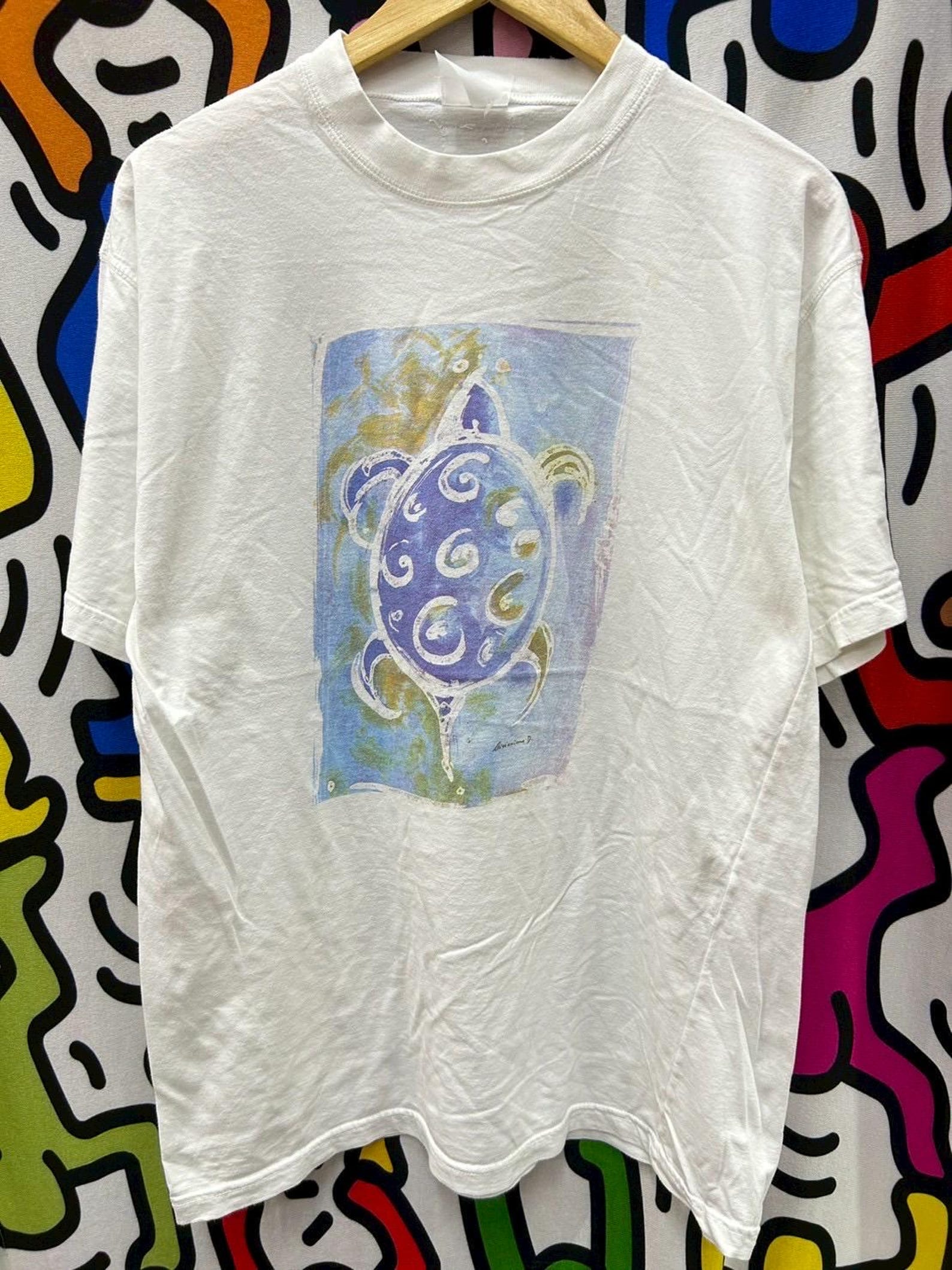 Vintage 90s Colori Del Sole Turtle Art Tshirt Size L - Etsy