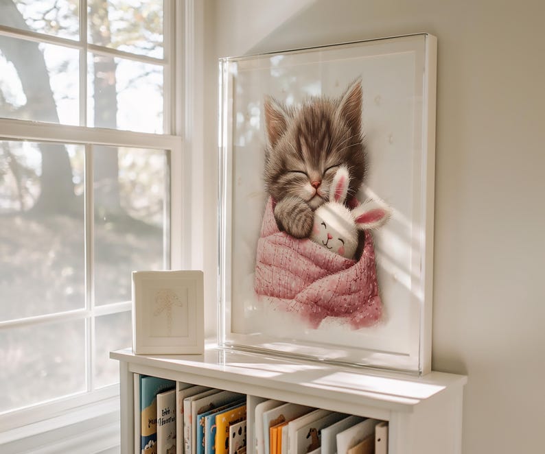 Sleepy Cat Prints, Set of 3 Cat Prints, Cute Cat Nursery Wall Art ...